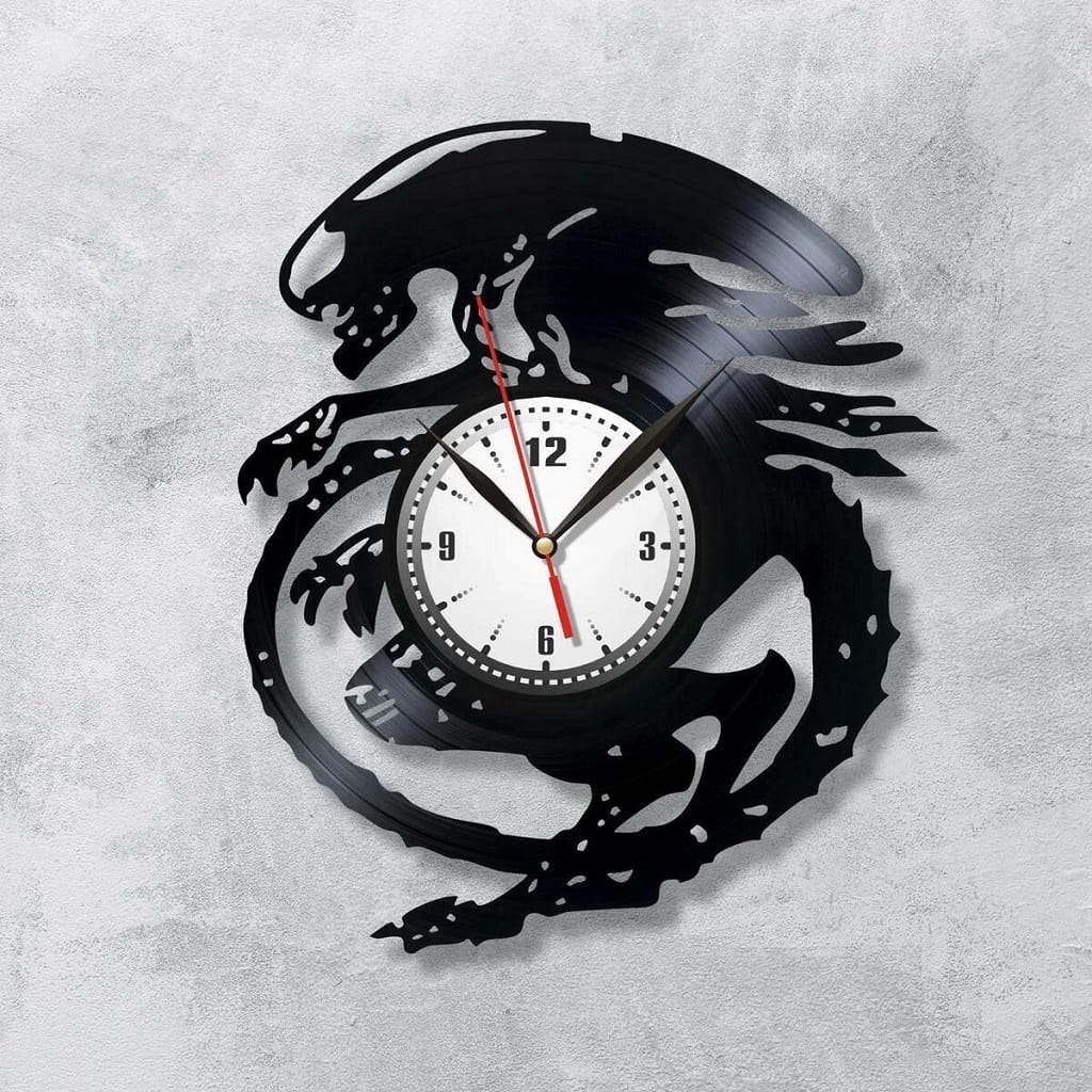 Laser Cut Alien Xenomorph Vinyl Record Wall Clock Free Vector | Vectrz